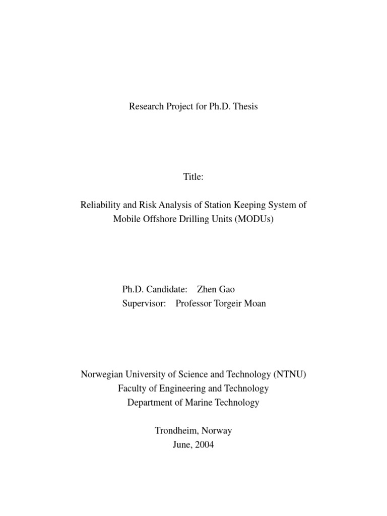 Research Project For Ph.D. Thesis - Zhen Gao (Modified) | PDF