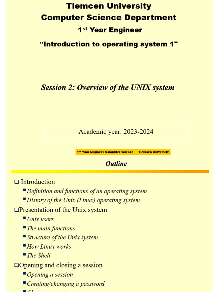 Session 2 Introduction To Unix 2023 | PDF | Operating System | Linux