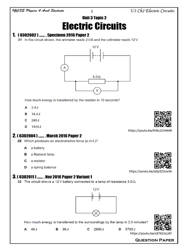 Electric Circuits Question Papers | PDF | Games & Activities ...