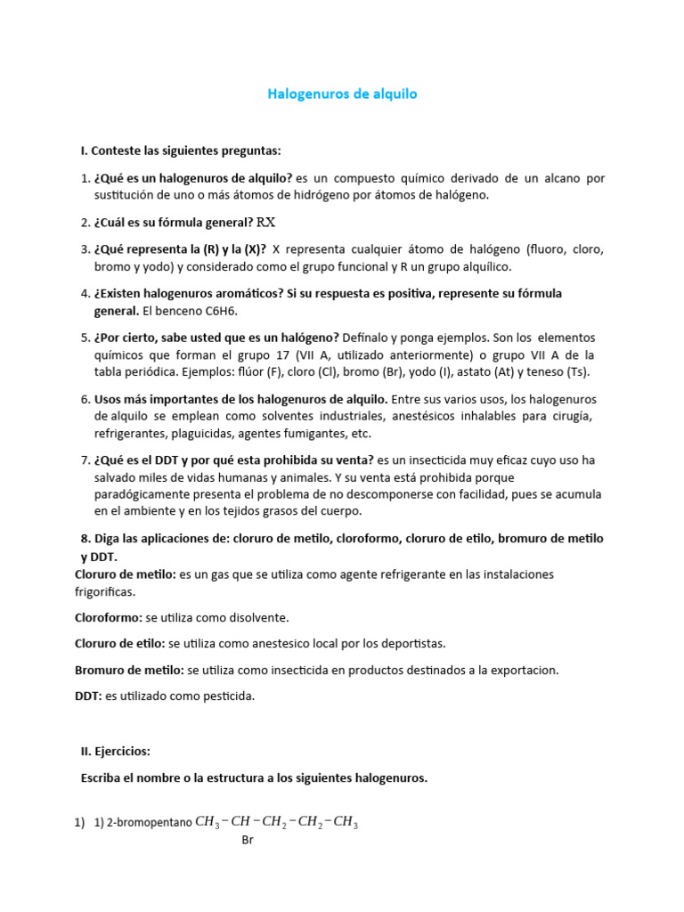 Guia Halogenuros de Alquilo | PDF