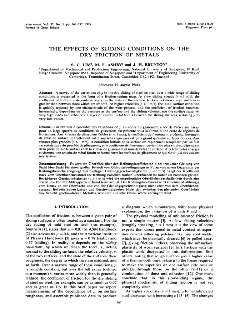 1989 - Lim Et Al - The Effects of Sliding Conditions On The Dry ...