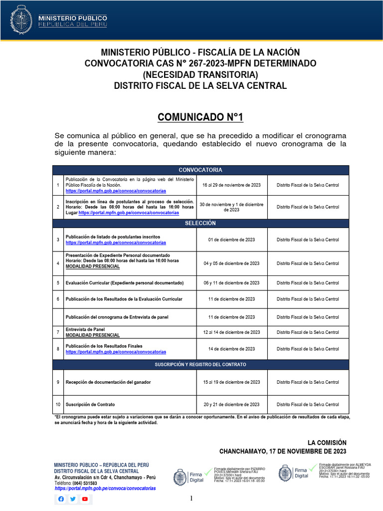 Comunicado N°1 | PDF