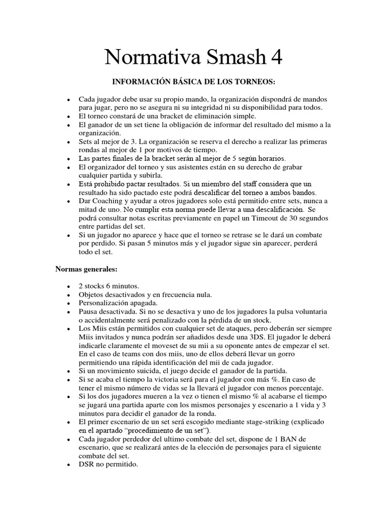 Normativa Smash 4 Japan Weekend | PDF