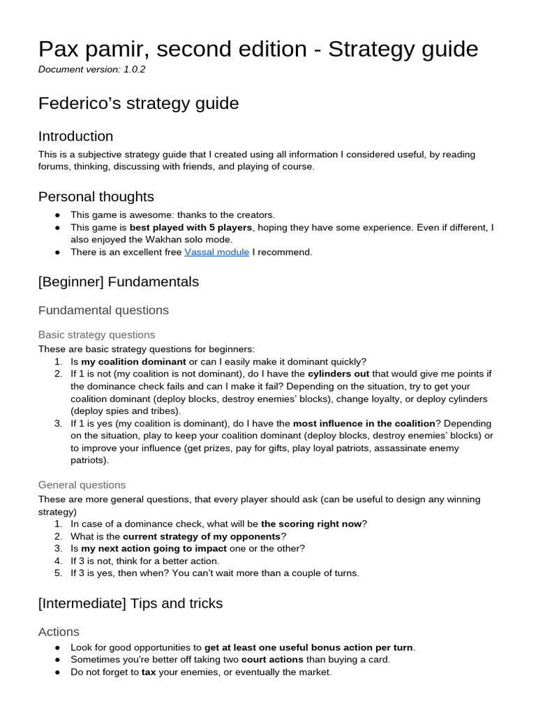 Pax_pamir_second_edition-Eng-Strategy_guide-v1.0.2-PDF | PDF