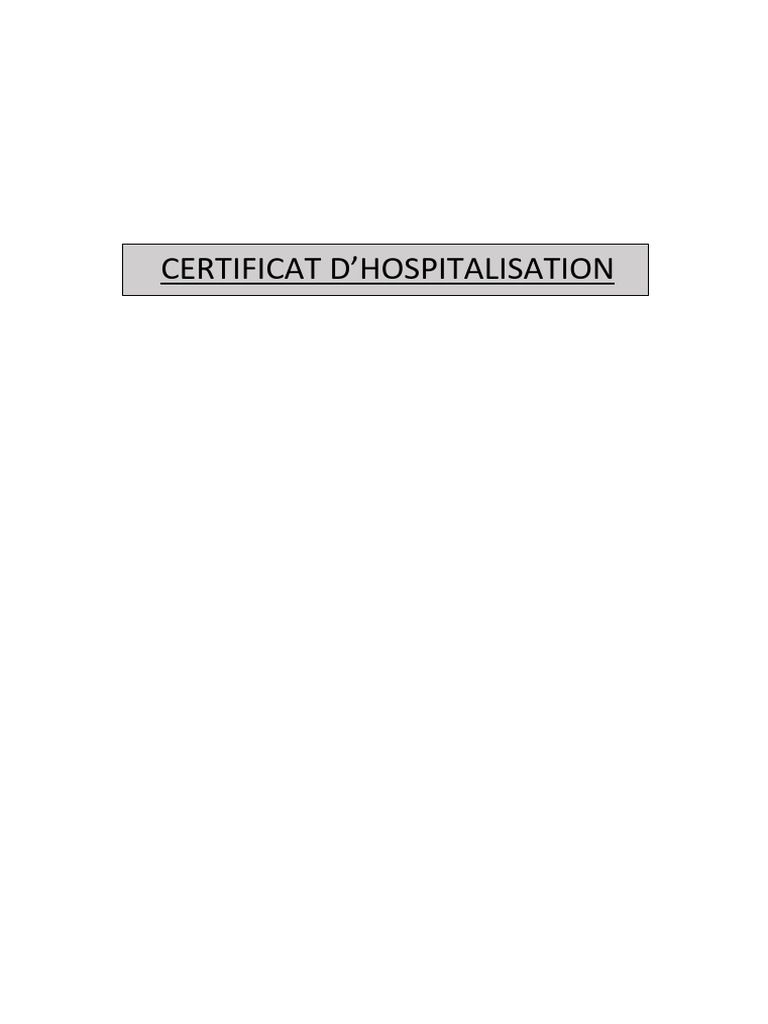 Certificat D'Hospitalisation | PDF