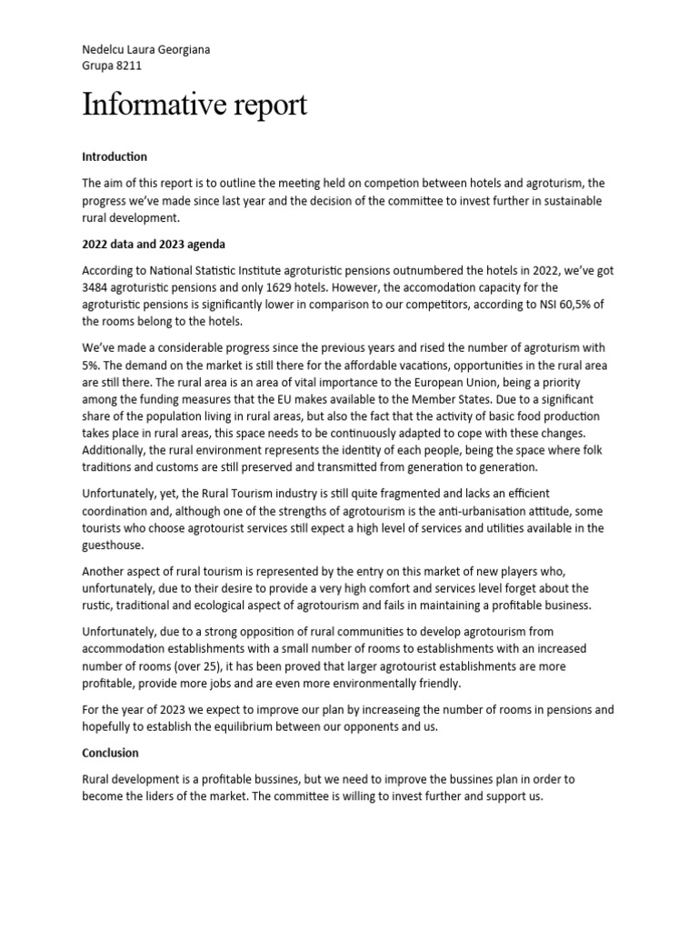 Informative Report | PDF | Tourism | Natural Environment