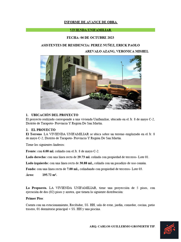 Informe de Avance de Obra | PDF | Hormigón | Ladrillo