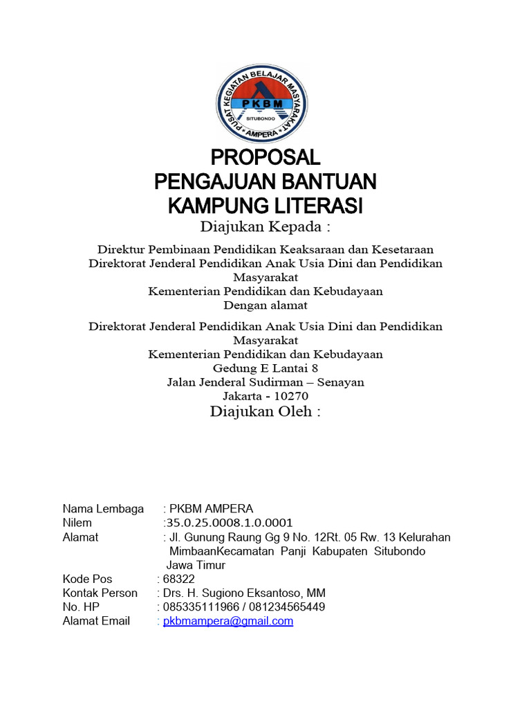 Cover Proposal Kmpung Literasi | PDF