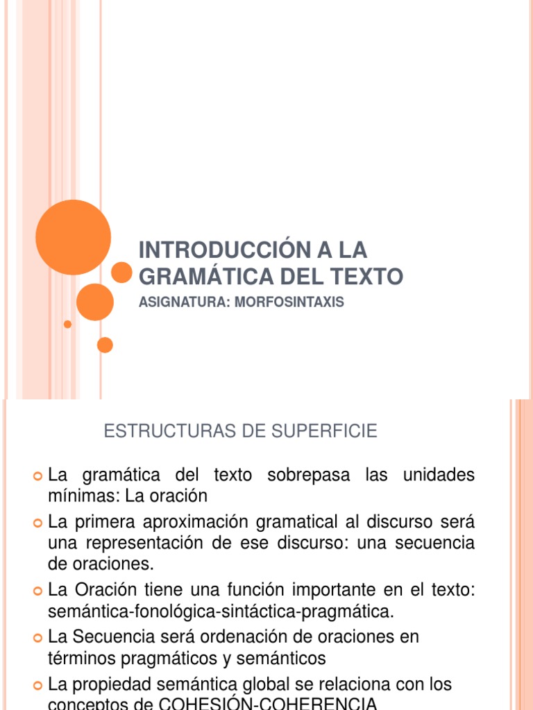 Introducción A La Gramática Del Texto | PDF | Oración (Lingüística ...
