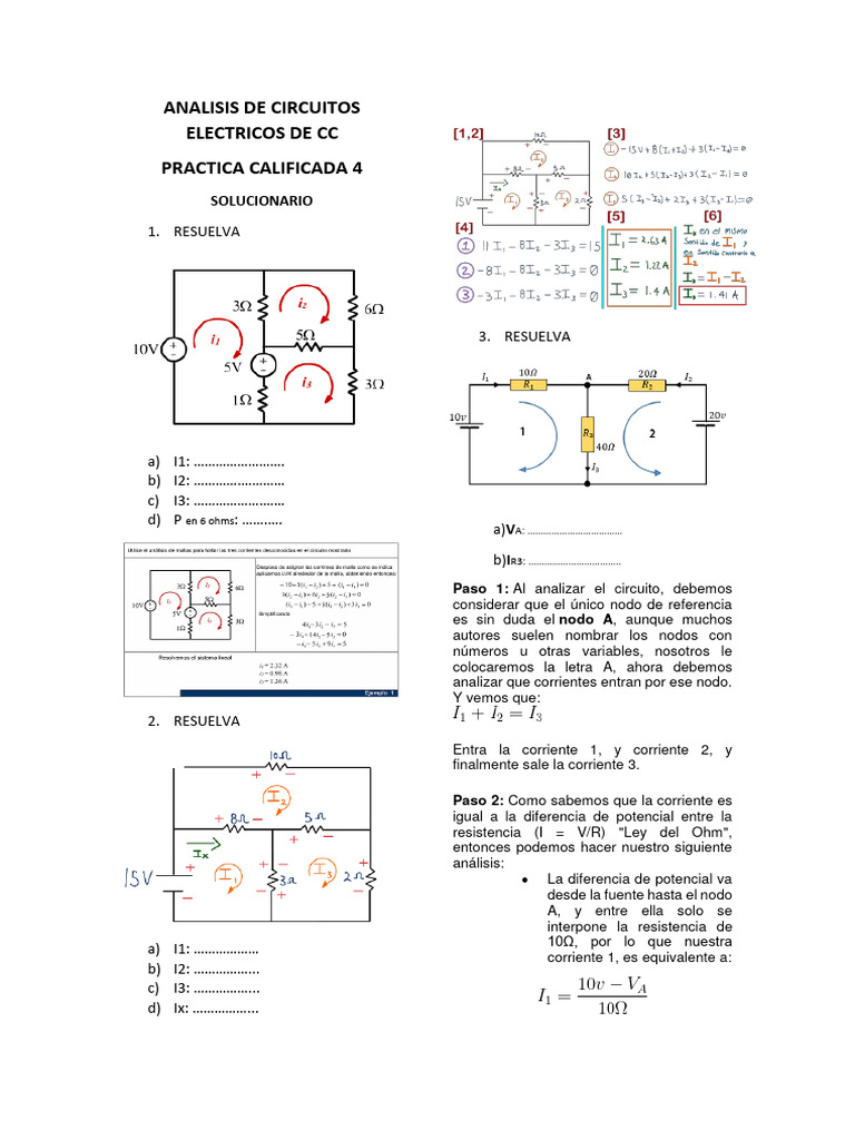 Examen Circuitos - Docx - Soluc | PDF | Ecuaciones | voltaje
