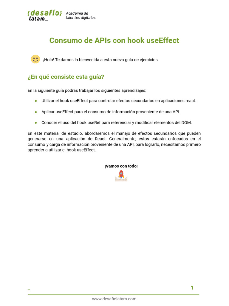 Guía de Estudio - Consumo de APIs Con Hook Useeffect | PDF | Modelo de objeto de documento ...