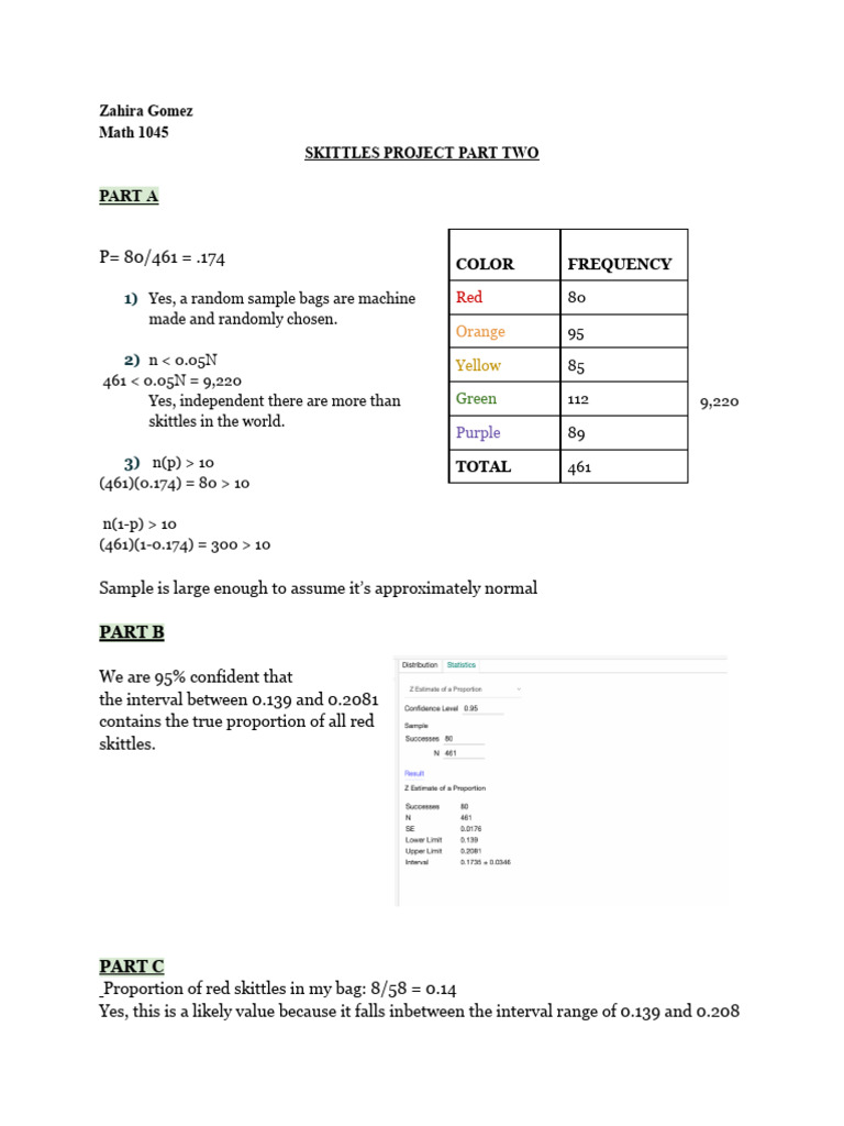 Part 2 Skittles Project 2 | PDF