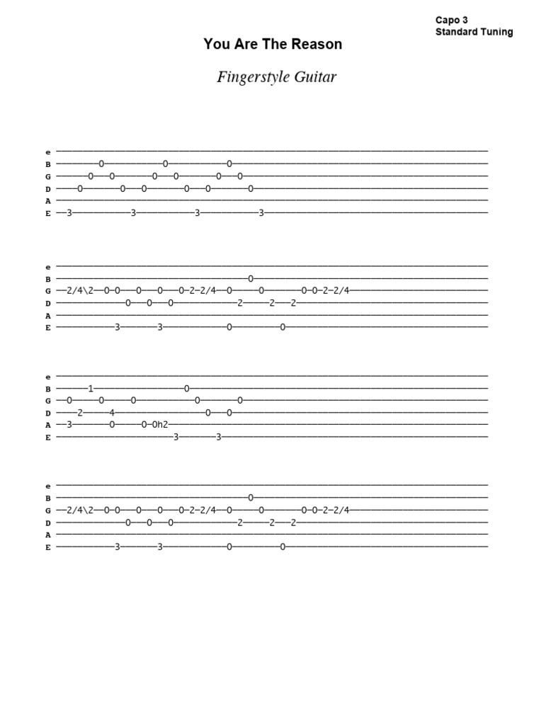 You Are The Reason Tabs | PDF