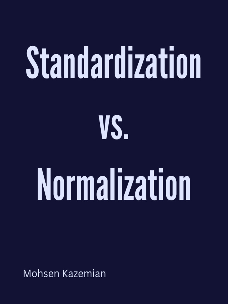 Standardization Vs Normalization Pdf