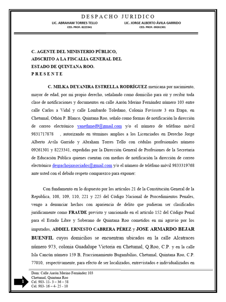 Denuncia Fraude Milka VS Addiel | Descargar gratis PDF | Quintana Roo ...