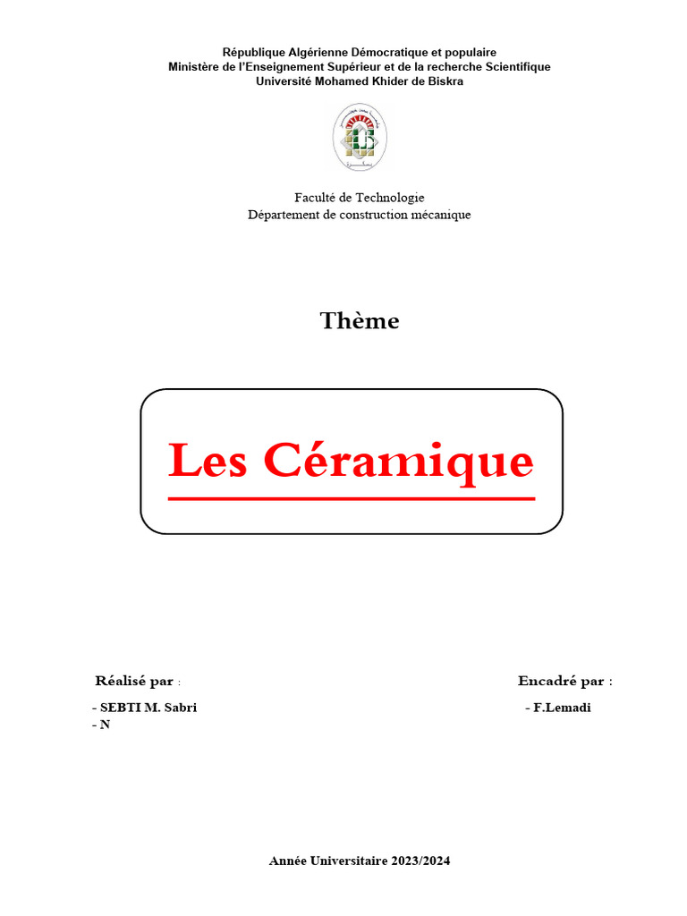 Histoire et Types de Céramiques | PDF | Céramique technique | Céramique
