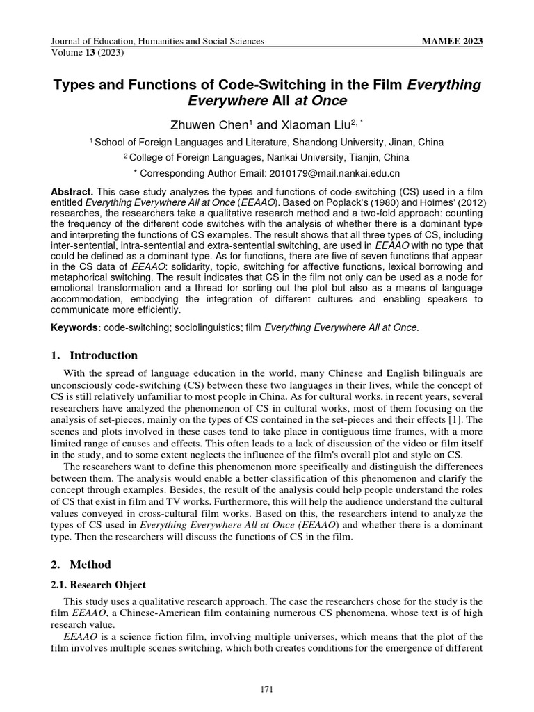 Code-Switching in EEAAO Film Analysis | PDF | Foreign Language Studies