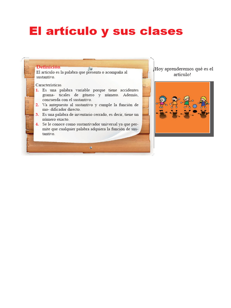 El Artículo y Sus Clases Teoria | PDF