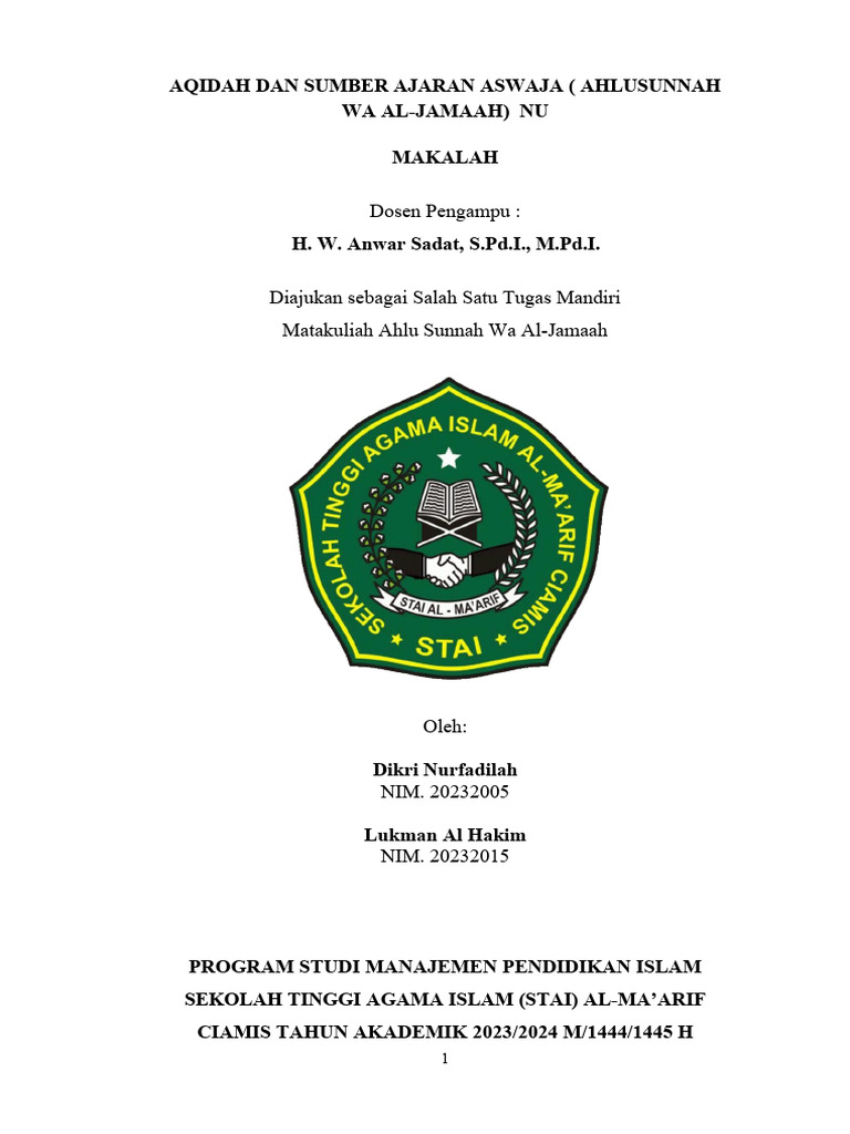 Makalah Aswaja | PDF