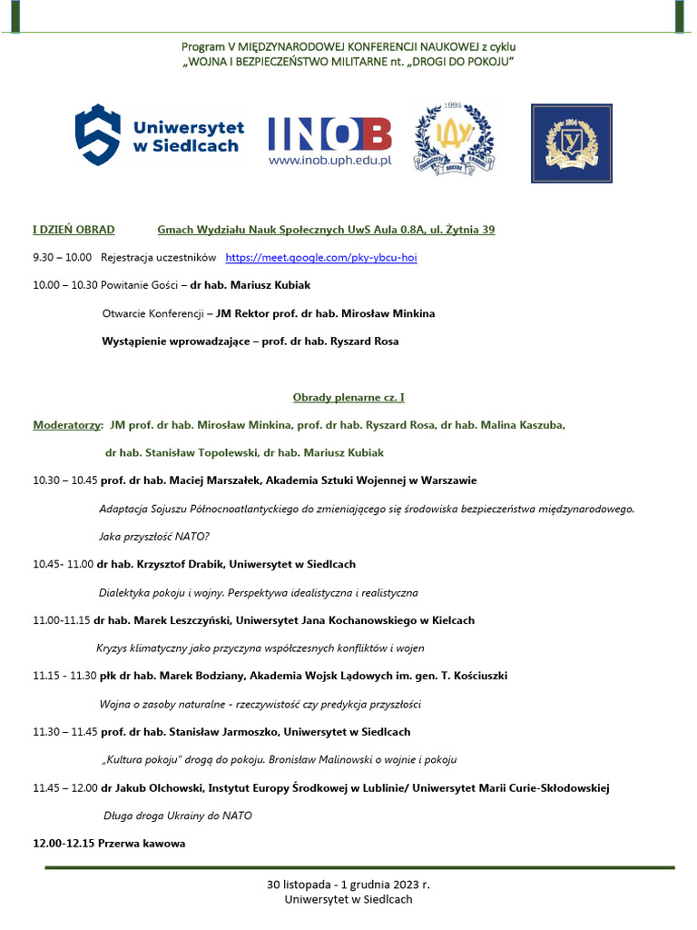 Program V MKN Z Cyklu Wojna I Bezpieczeństwo Militarne | PDF