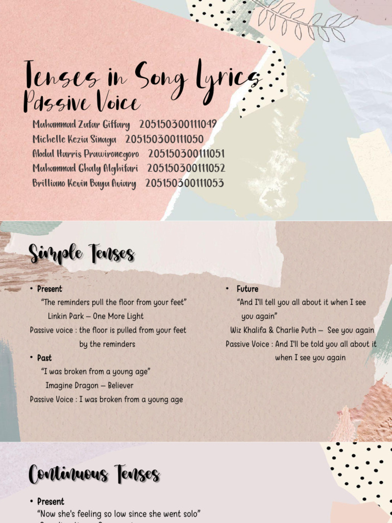 Passive Voice in Song Lyrics | PDF | Poetry