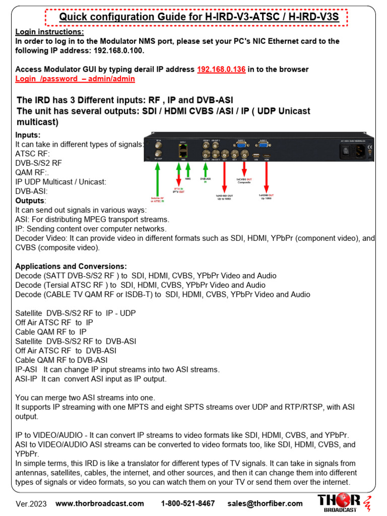 Modulator NMS Login & Config Guide | PDF | Streaming Media | Hdmi