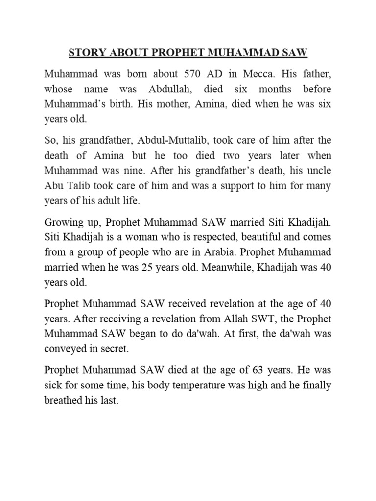 Life Story of Prophet Muhammad SAW | PDF | History | Religion ...