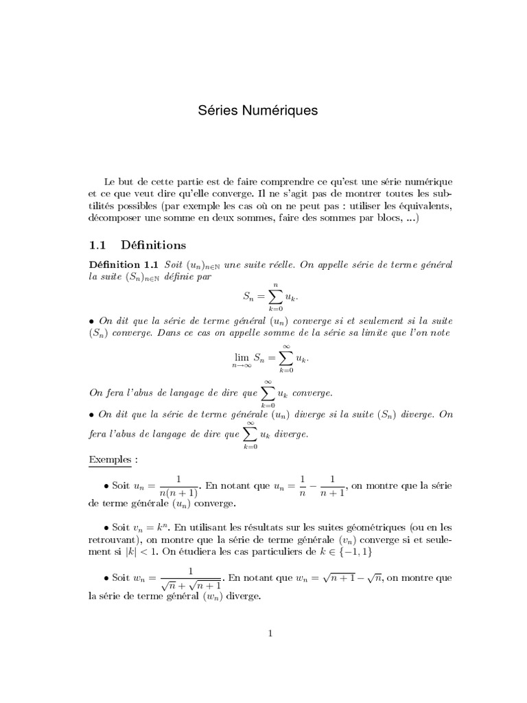 Cours 8 Séries Numériques | PDF | Mathématiques | Analyse mathématique
