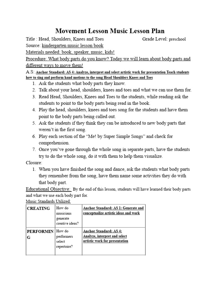 Jackie Movement Lesson Plan | PDF | Learning | Lesson Plan
