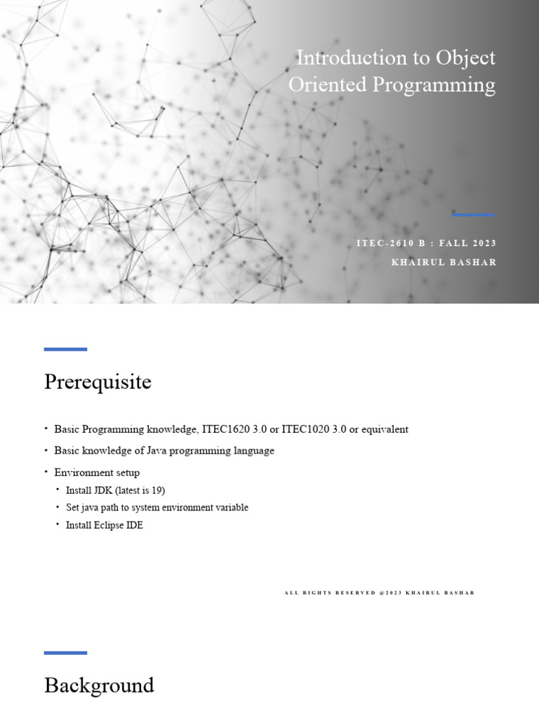 OOP - Lecture 1 | PDF | Programming | Constructor (Object Oriented Programming)
