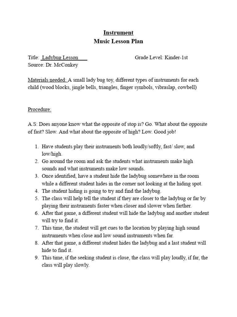 Lady Bug Lesson Plan | PDF