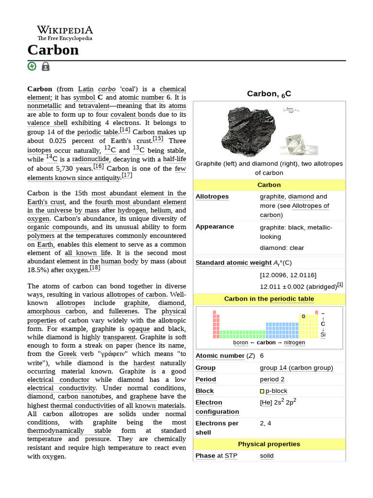 Carbon | PDF | Carbon | Chemical Elements
