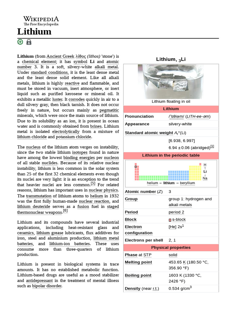 Lithium | PDF | Lithium | Isotope