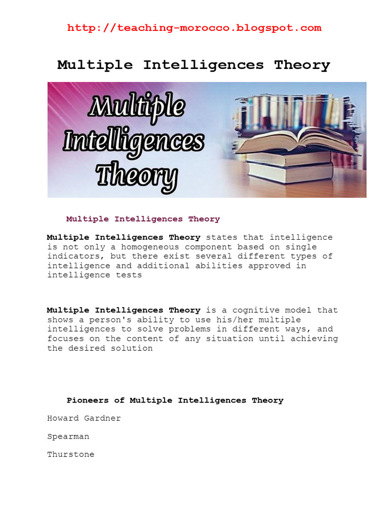 Multiple Intelligences Theory | PDF | Intelligence | Teachers