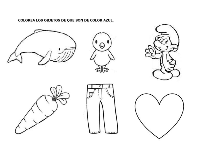Colorea Los Objetos de Que Son de Color Azul | PDF