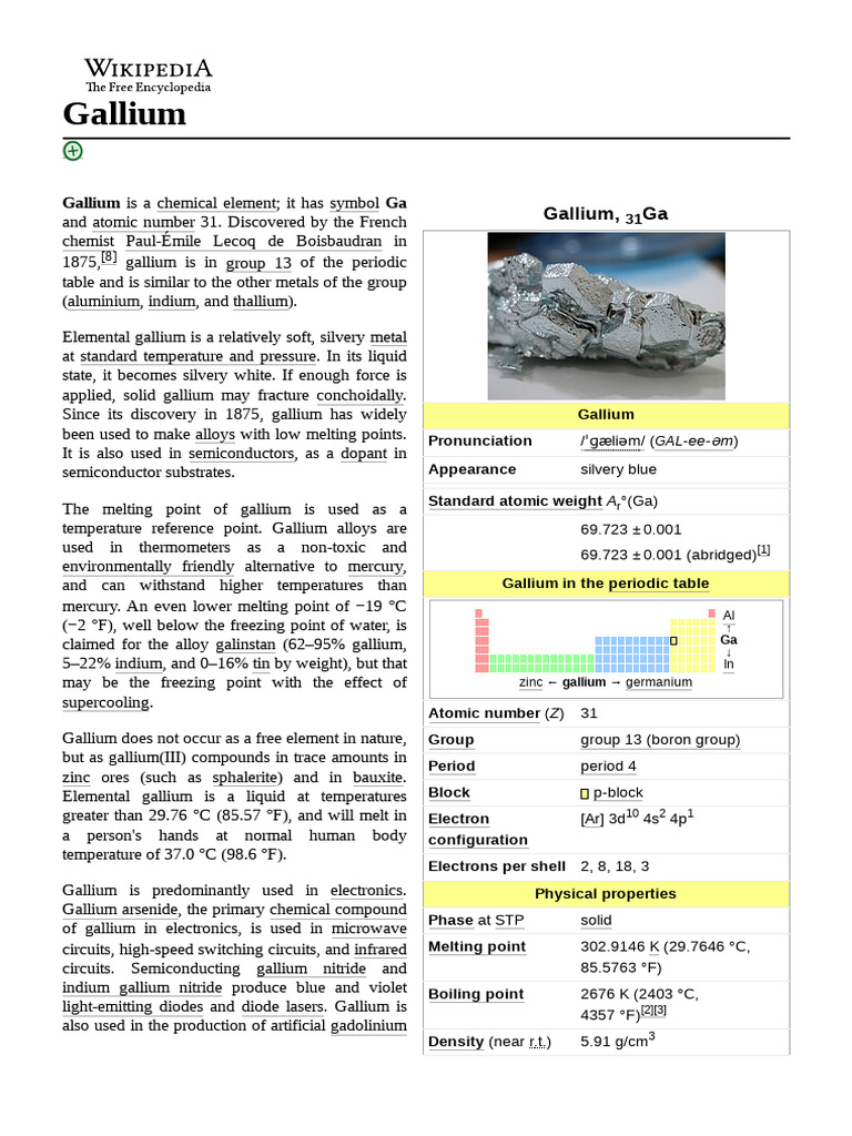 Gallium | PDF | Hydroxide | Isotope