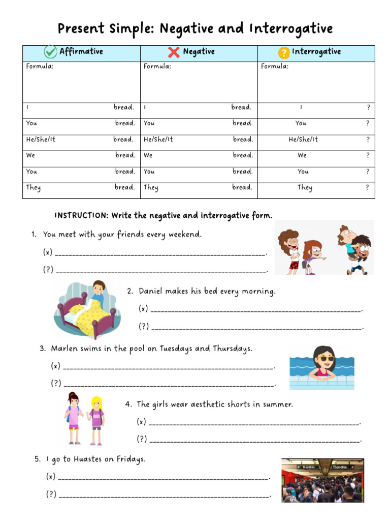 Worksheet Present Simple Negative and Interrogative | PDF