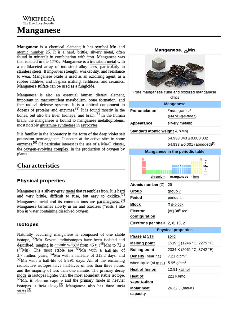 Manganese | PDF | Manganese | Iron