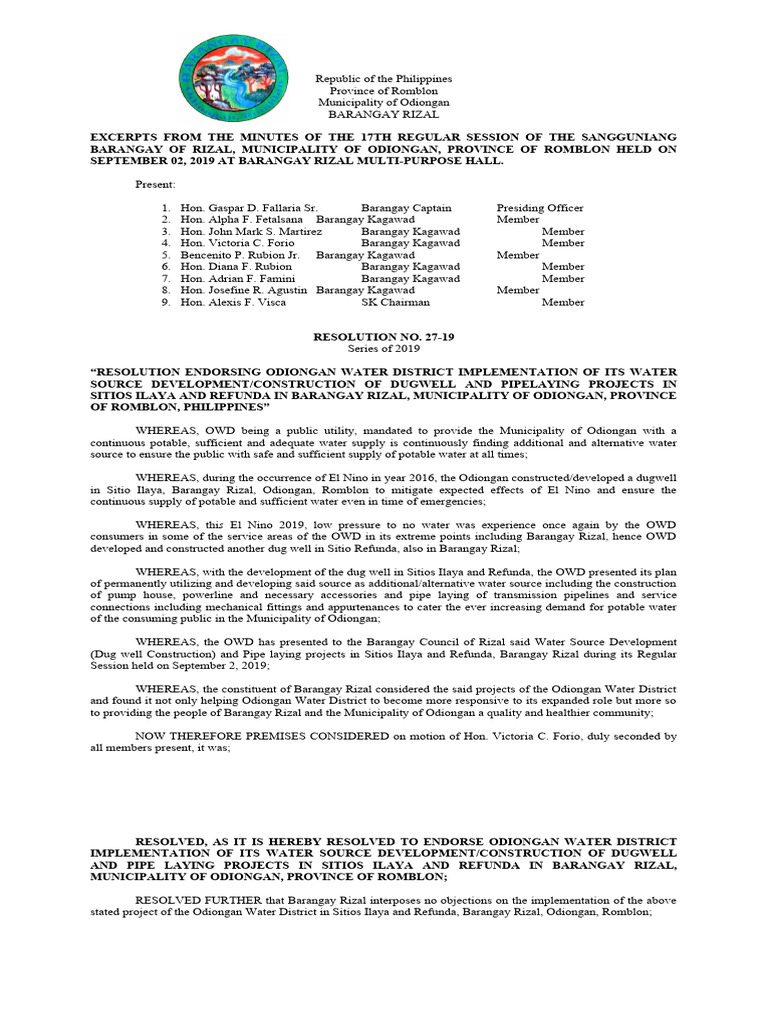 Odiongan Water District Dugwell Project | PDF | Cooking, Food & Wine ...