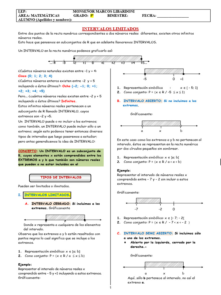 Intervalos Limitados, Ejemplos, Tarea-5o | PDF