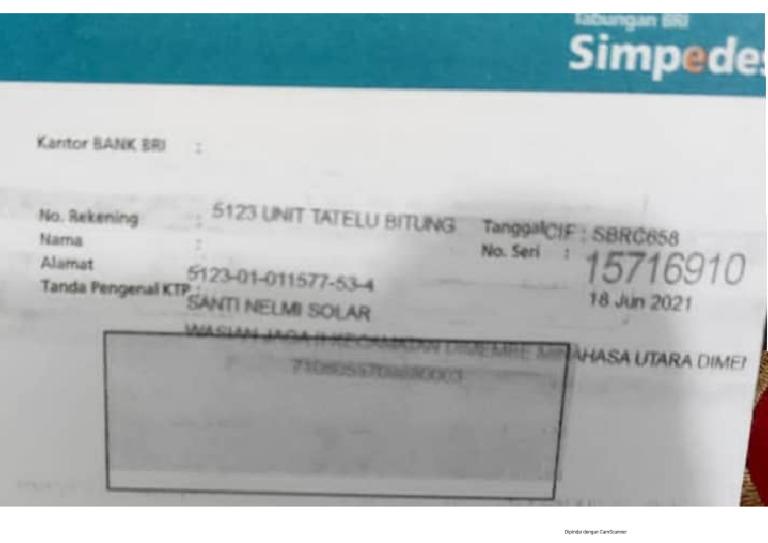 Buku Rek. an. Santi Solar | PDF