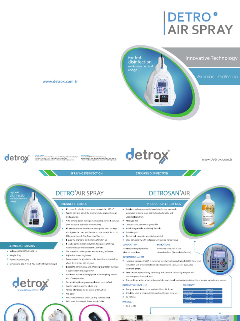 Airborne Disinfection Detrosan Air&Detro Air Spray Brochure | PDF