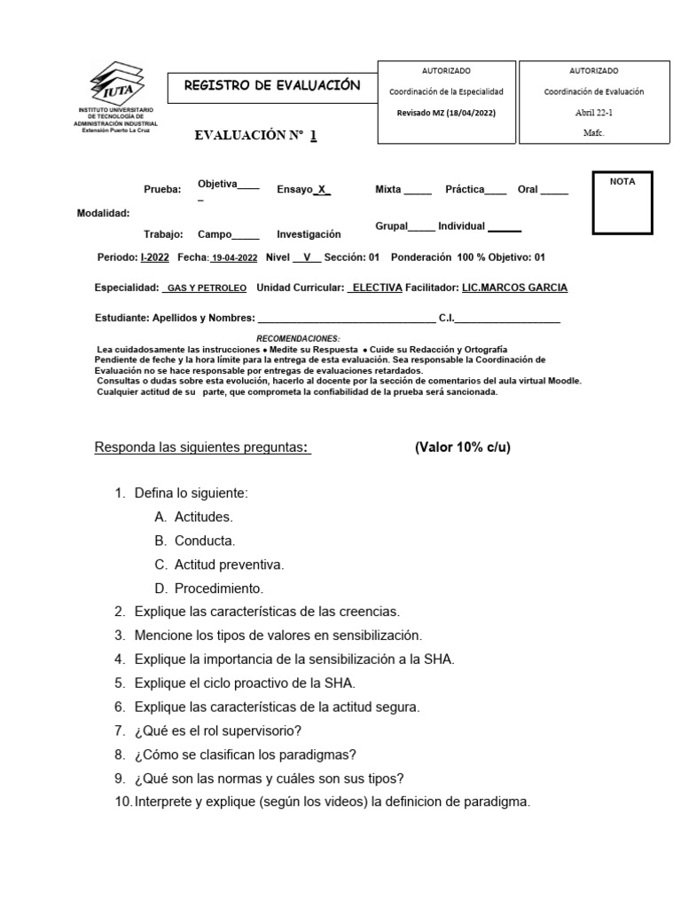 Primera Evaluacion-Electiva I 2022 | PDF | Negocios | Arte