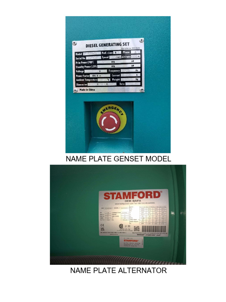 Nameplate Genset | PDF