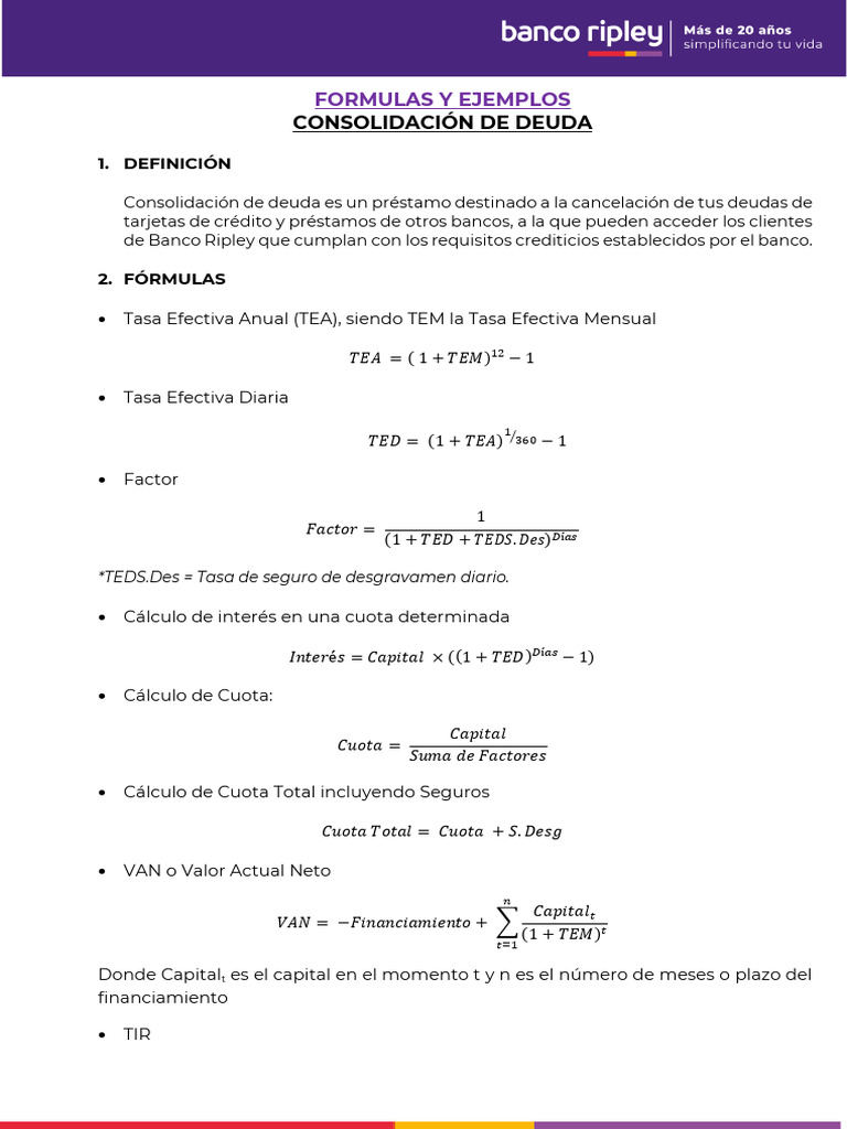 Formulas Ejemplos Consolidacion Deuda | PDF