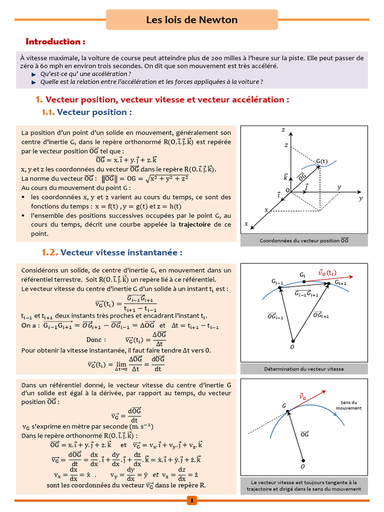 10 - Les Lois de Newton-Cours | PDF