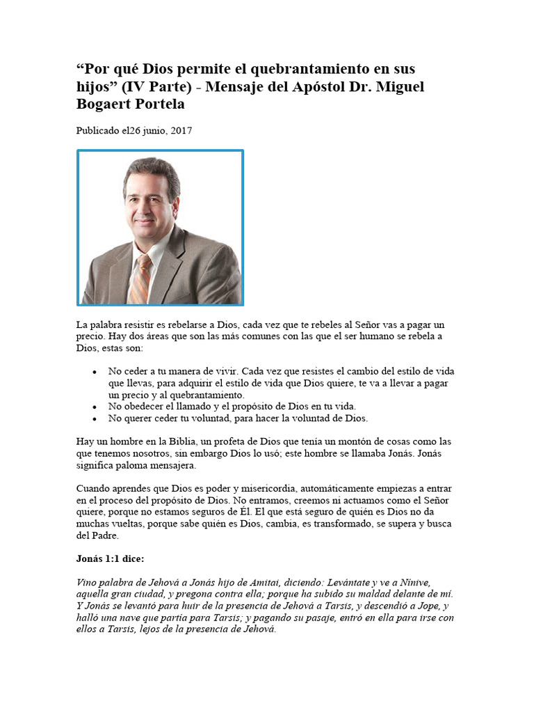 'Por Qué Dios Permite El Quebrantamiento en Sus Hijos' (IV Parte ...
