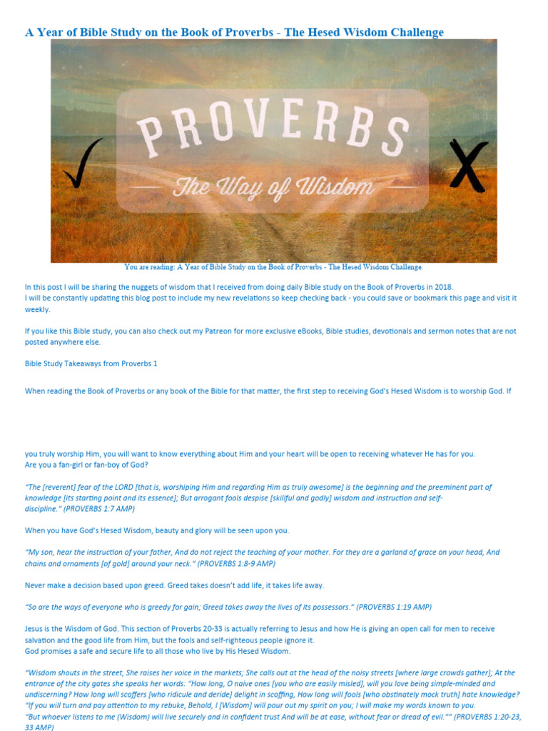 A Year of Bible Study On The Book of Proverbs | Download Free PDF ...