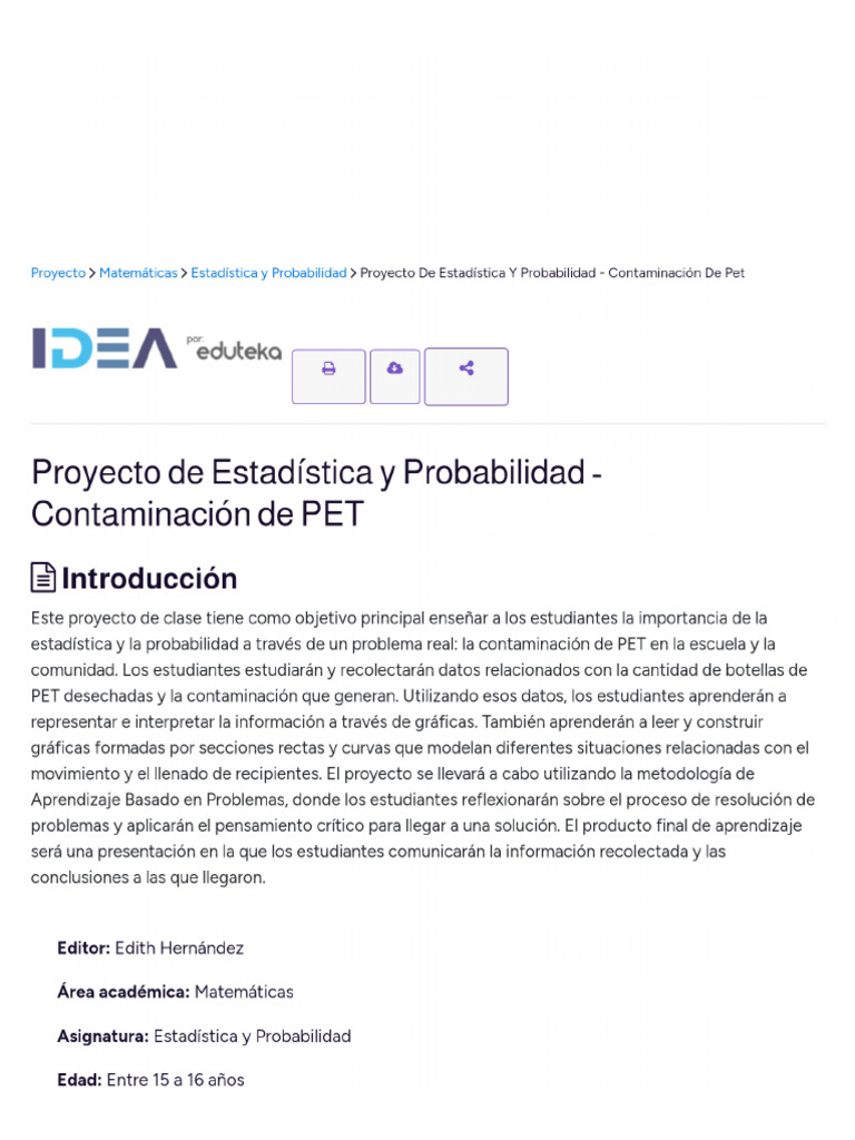 Proyecto de Estadística Y Probabilidad - Contaminación de Pet | PDF