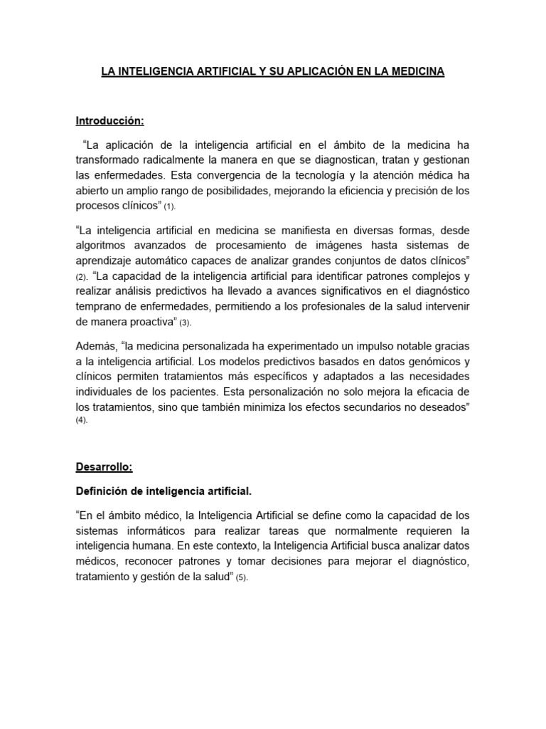 La Inteligencia Artificial y Su Avance Aplicación en La Medicina | PDF ... La Inteligencia Artificial y Su Avance Aplicación en La Medicina | PDF ...